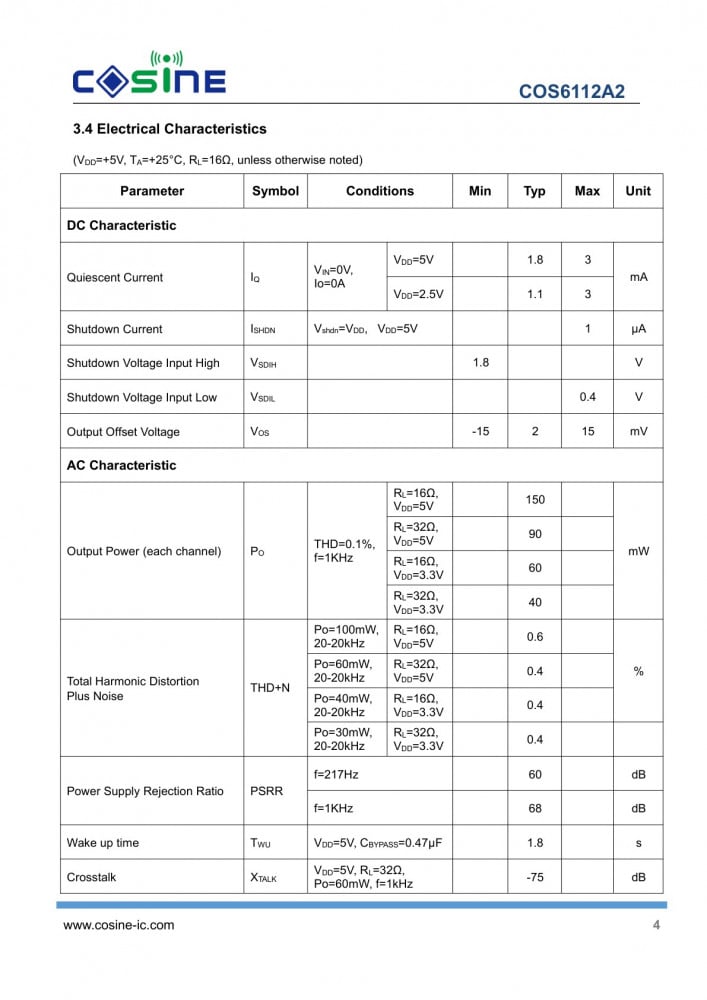 COS6112 datasheet page 4