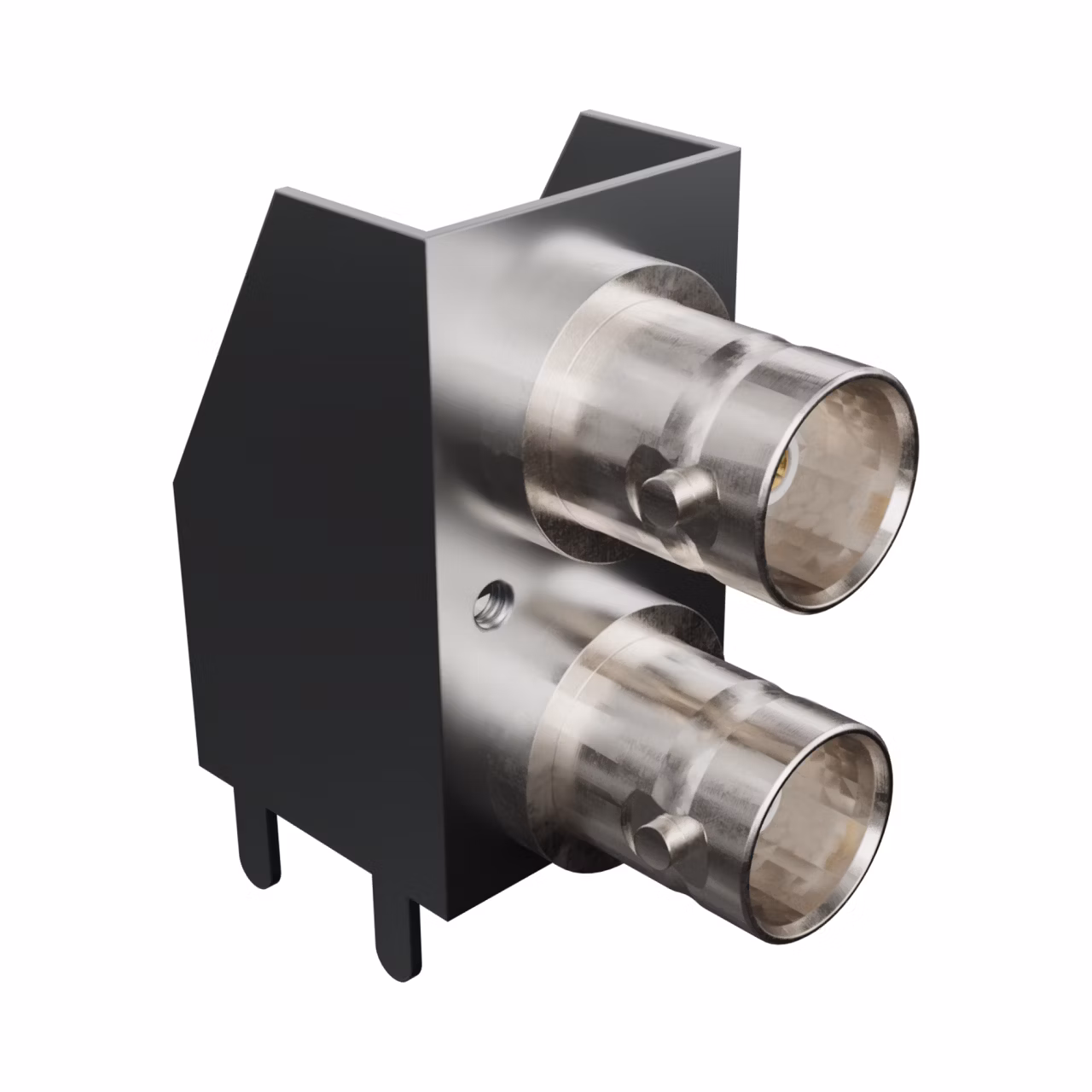 BNC Jack, Right-Angle, Dual Stack, PCB Receptacle, Tray, 75 Ohms for sale