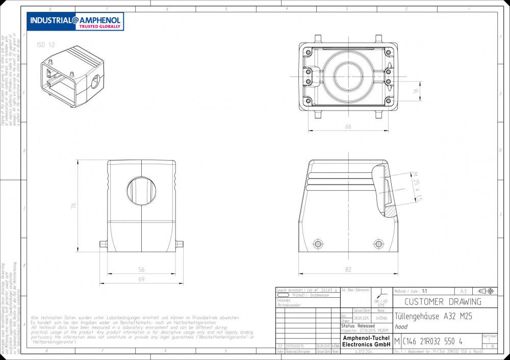 Amphenol C14621R0325504 customer drawing