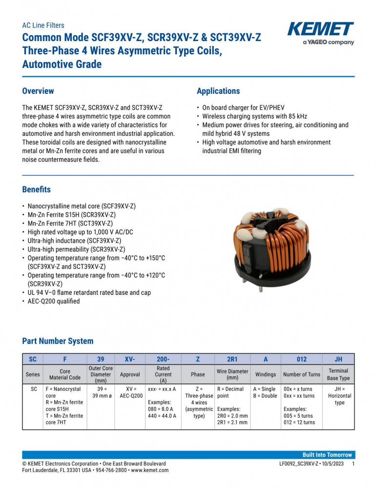KEMET SCT39XV series datasheet page 1