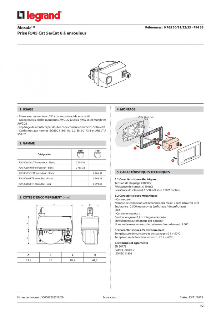 Legrand 076533 technical document, page 1