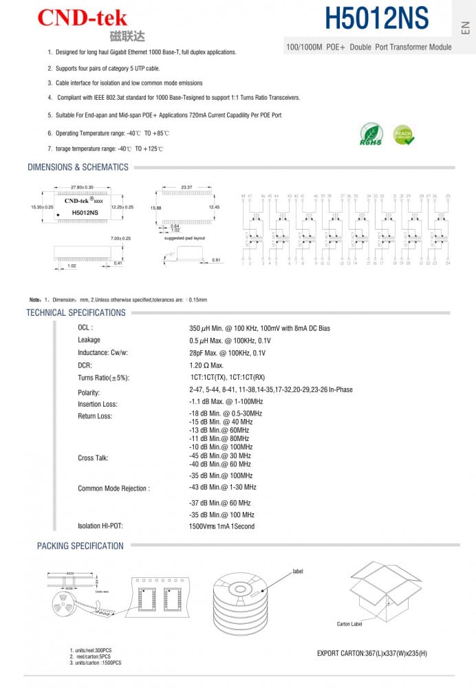 CND-tek H5012NS datasheet preview