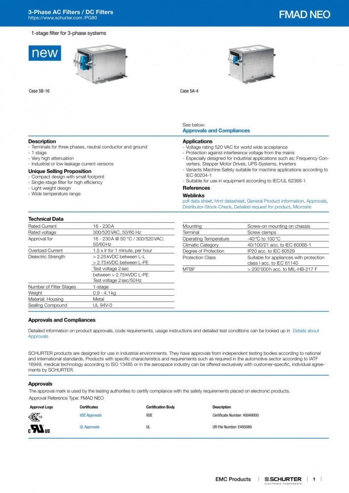 SCHURTER 3-138-311 datasheet page 1