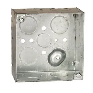 4-11/16 in. Square Box, Welded, 2-1/8 in. Deep with One 1/2 in. KO & Fifteen TKO's, Raised Ground