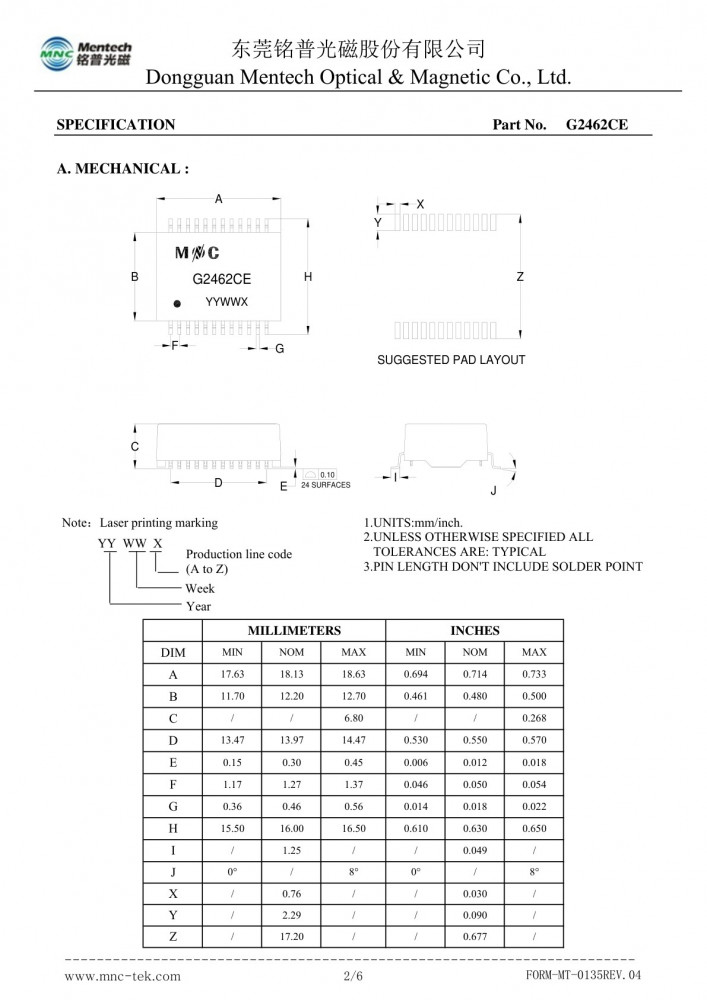 G2462CE specification page 3