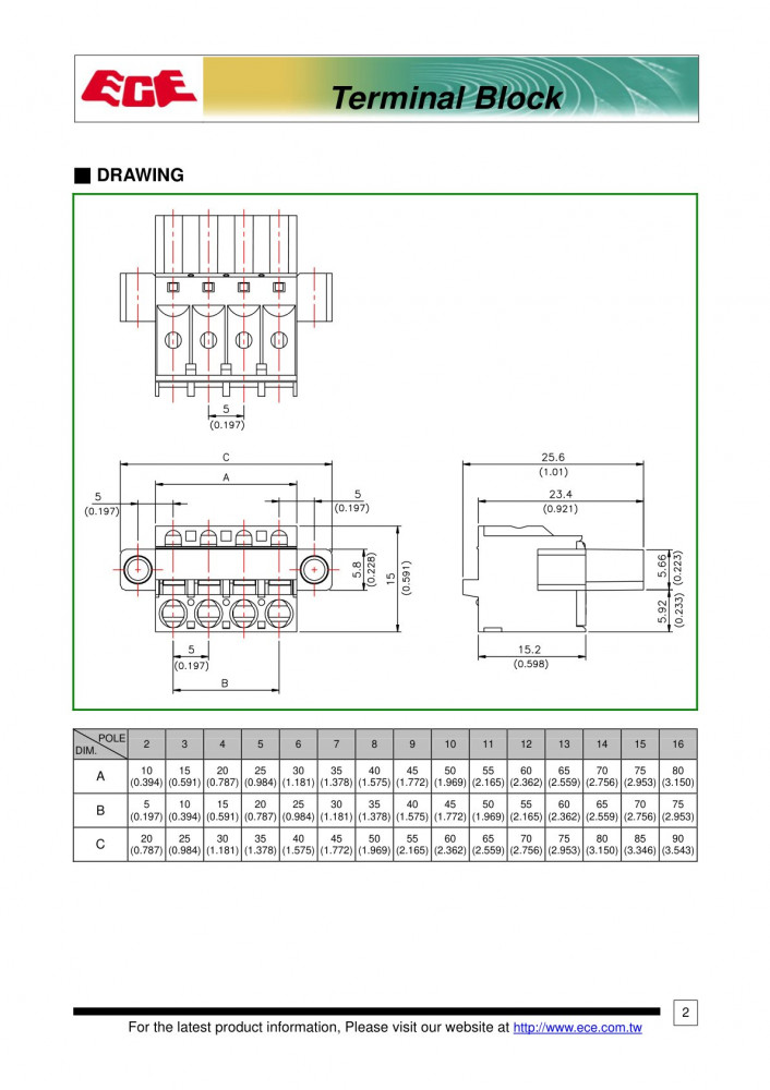 ECE ETB6H series dimensional drawing page