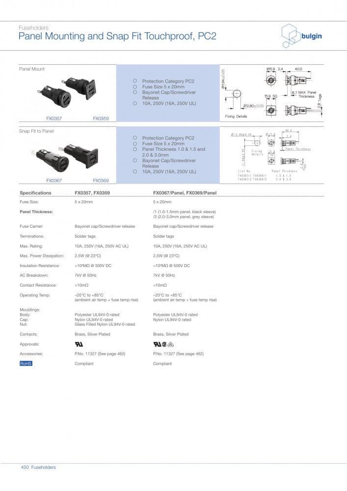 Bulgin FX0354 technical document page 4