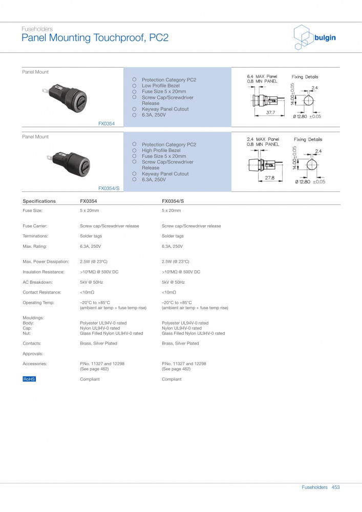 Bulgin FX0354 technical document page 7