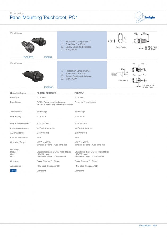 Bulgin FX0354 technical document page 9