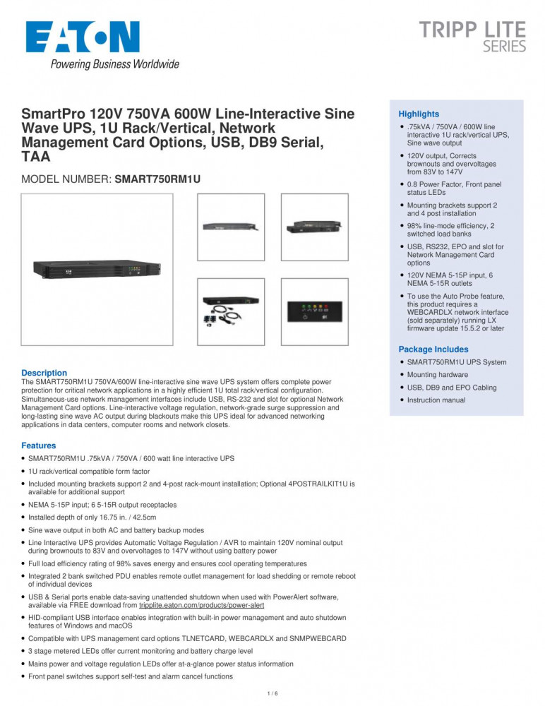 SMART750RM1U document page 1