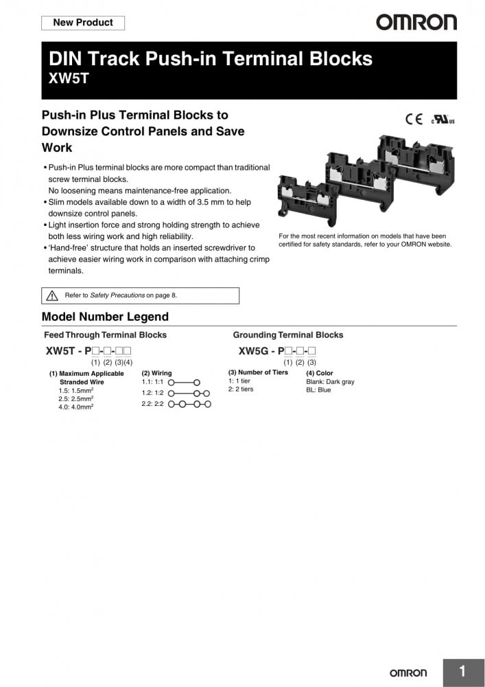 OMRON XW5E technical document page 1