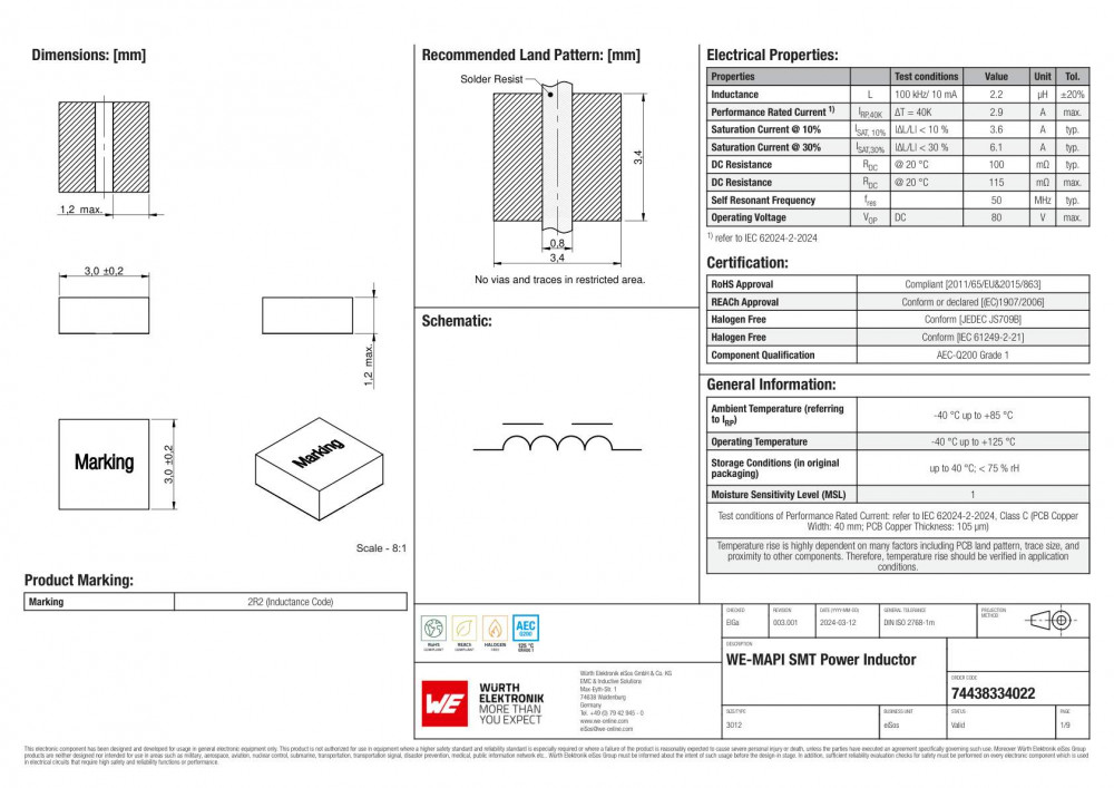 74438334022 datasheet page 1