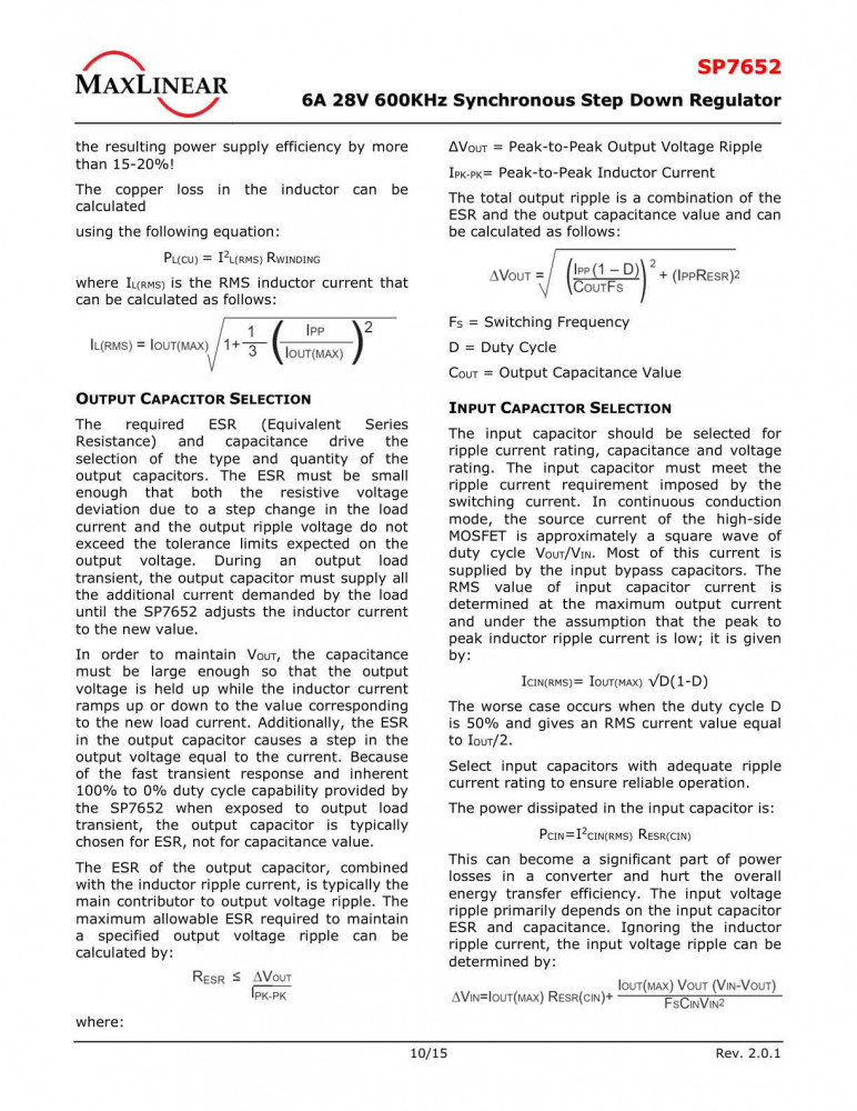 SP7652 datasheet page 10