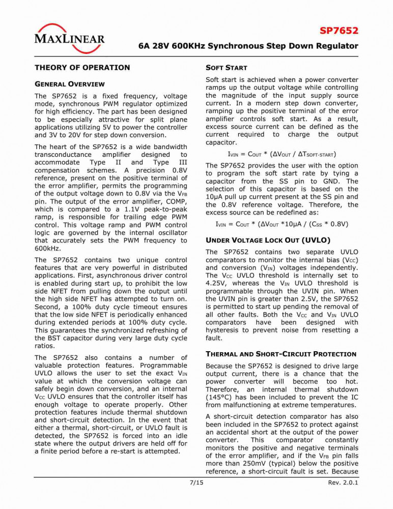 SP7652 datasheet page 7