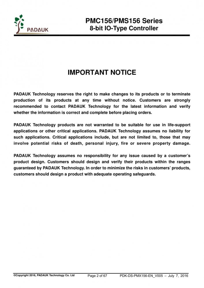 PMC156-S16 datasheet page 2