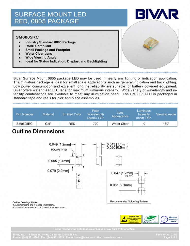 BIVAR SM0805RC datasheet page 1