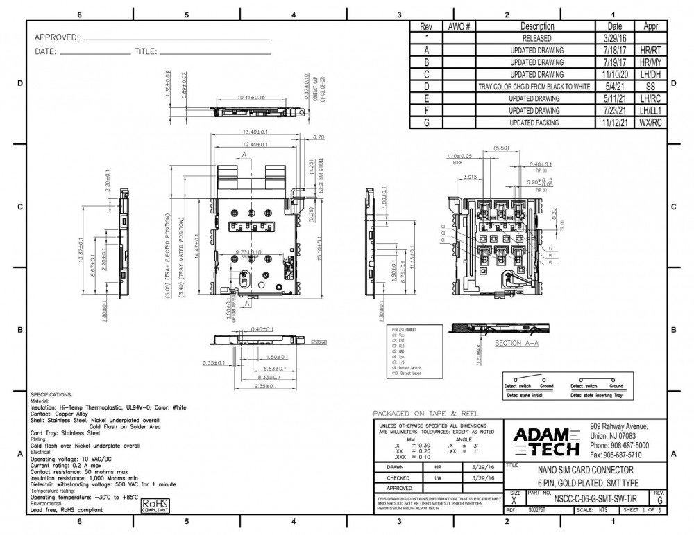 ADAM TECH connector drawing page 1