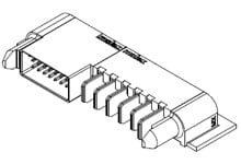 EXTreme Ten60Power Right-Angle Receptacle with Side Guides, 25 Signal Circuits, 4 DC Power Circuits