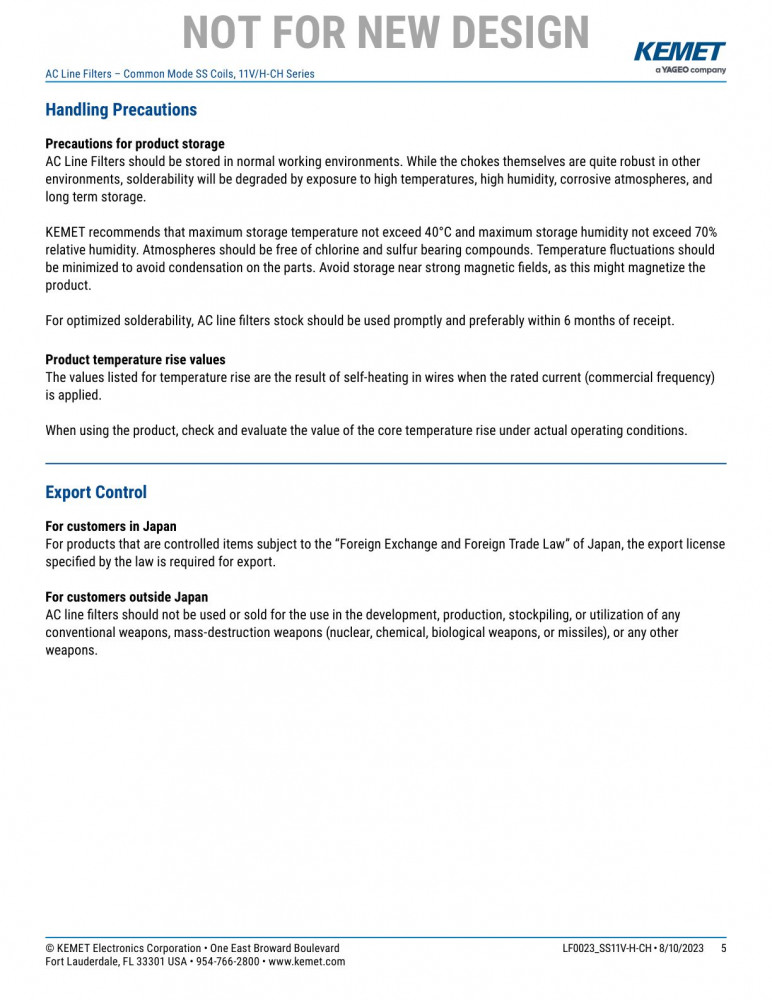 KEMET SS11V/H-CH datasheet page 5