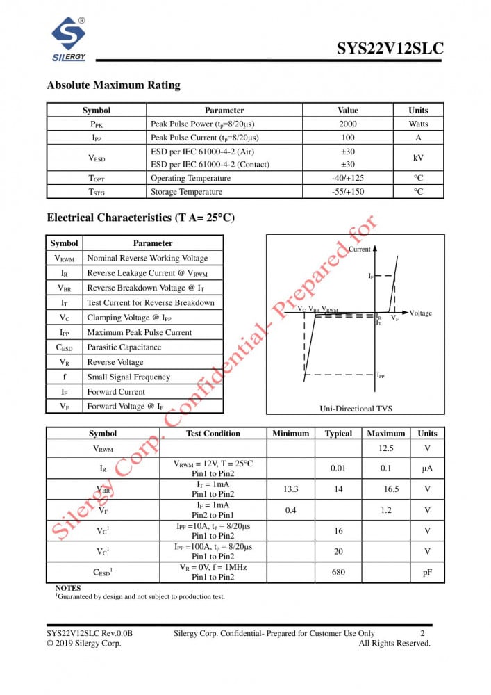 SYS22V12SLC datasheet page 2