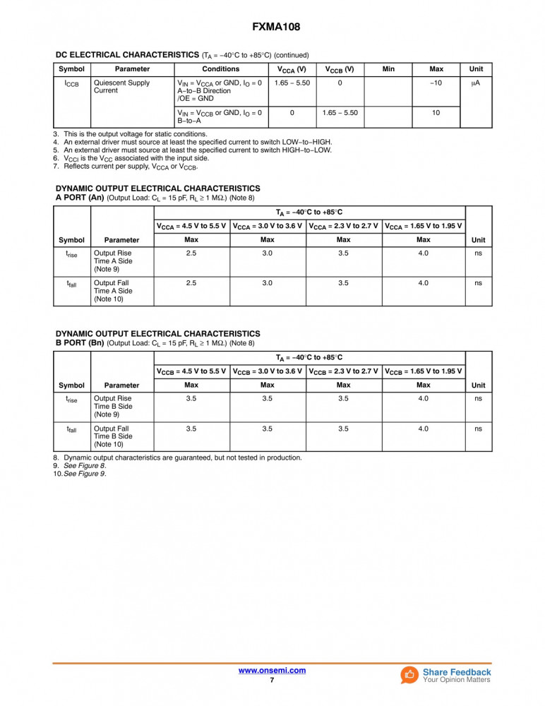 FXMA108 datasheet page 7