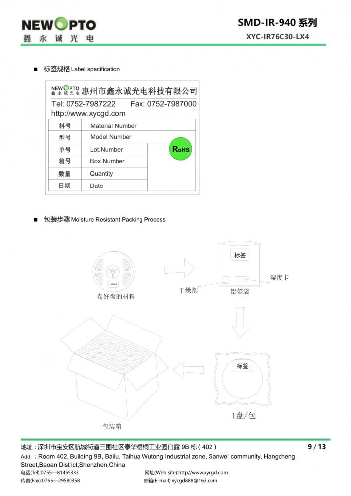 XYC-IR76C30-LX4 datasheet page 9