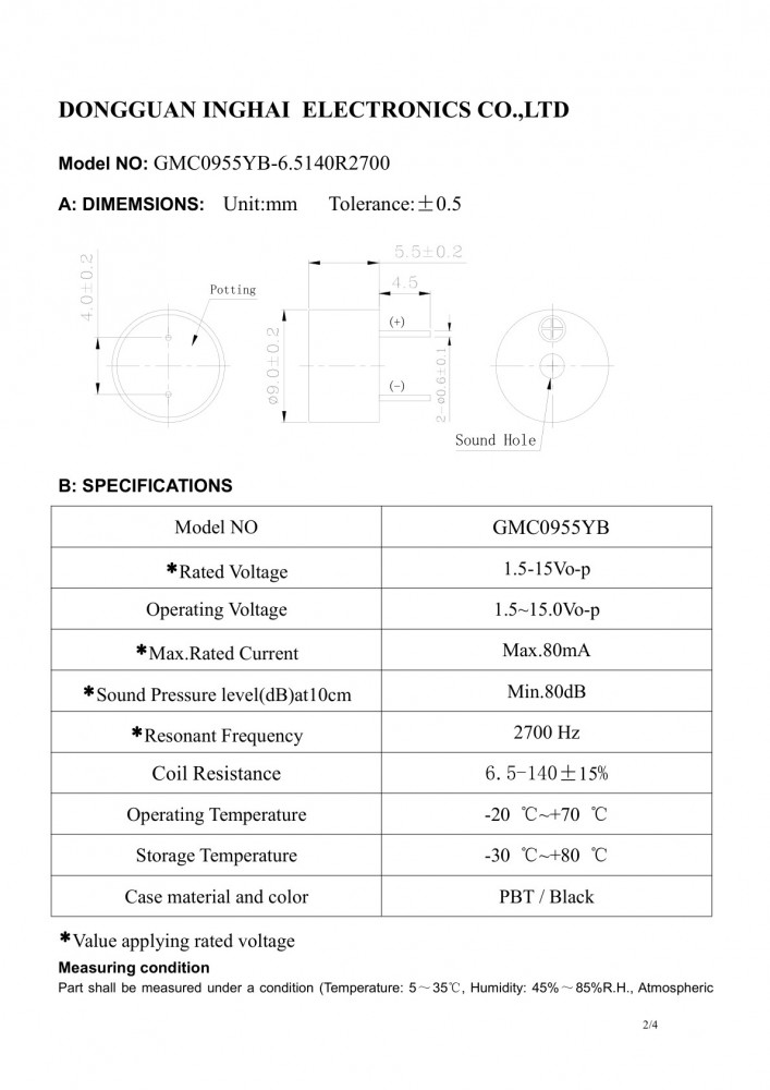 GMC0955YB-140R2700 specification page 2