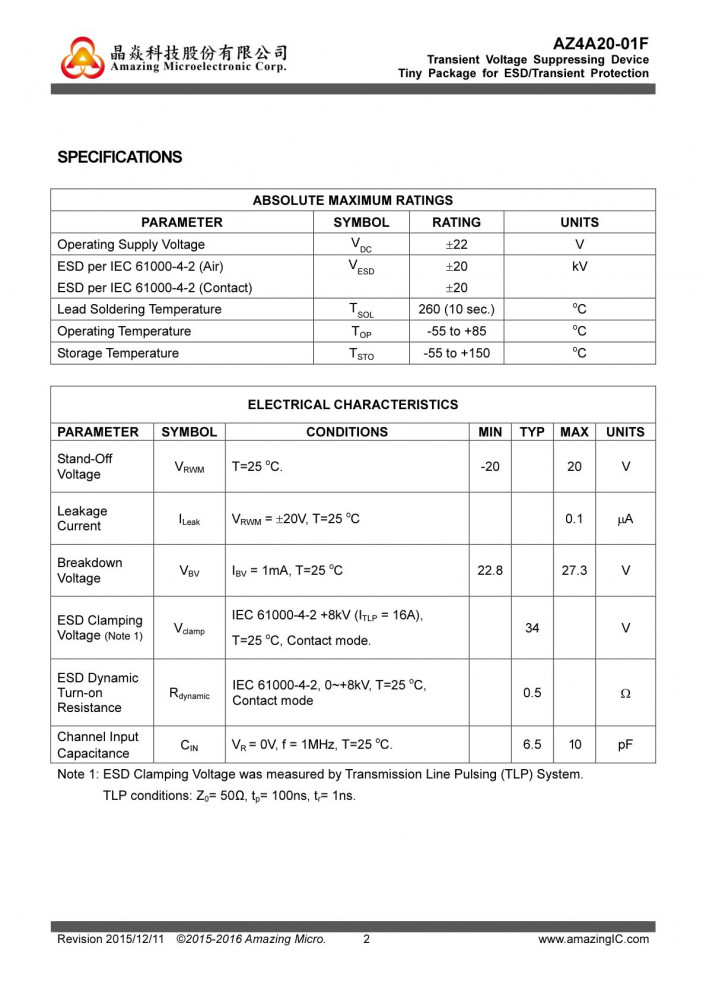 AZ4A20-01F datasheet page 2