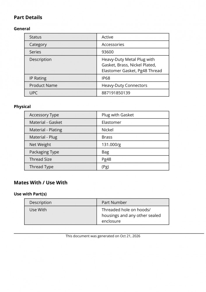 Product document image 2 for Molex 936000321