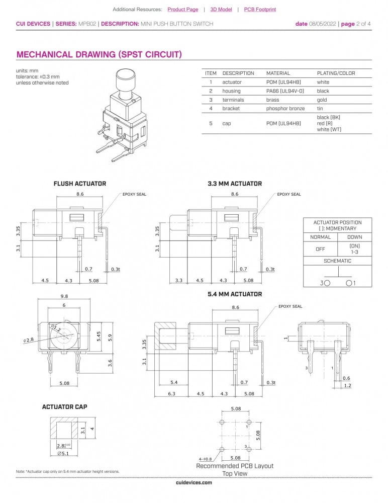 CUI MPB02-1C54-R-CAP-BK-D datasheet page 2