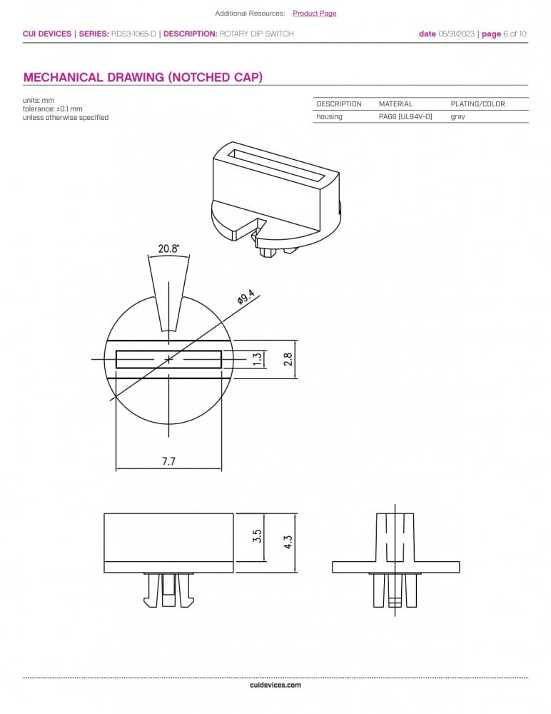 CUI RDS3 product documentation page 6