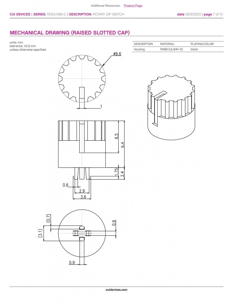 CUI RDS3 product documentation page 7