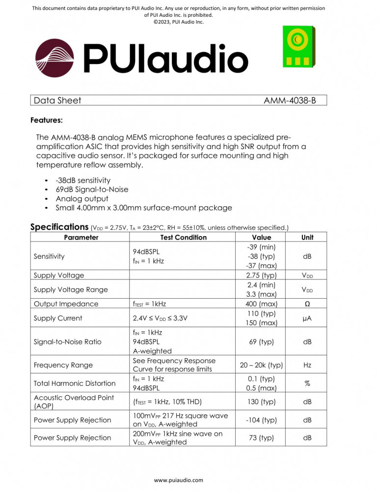 AMM-4038-B datasheet page 1