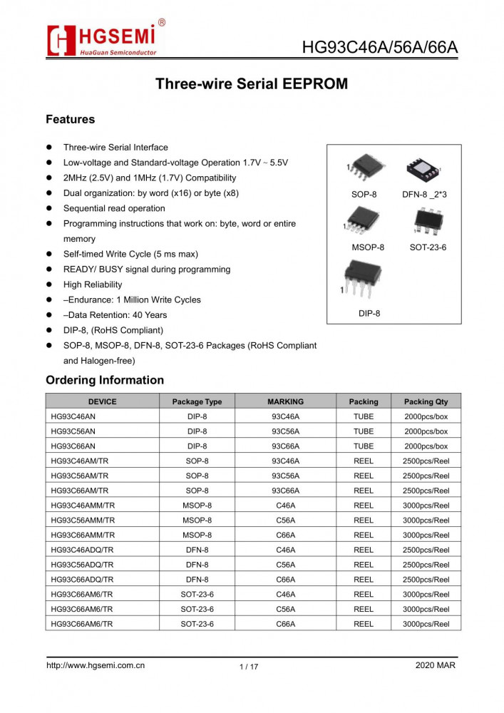 HG93C46AM/TR datasheet page 1