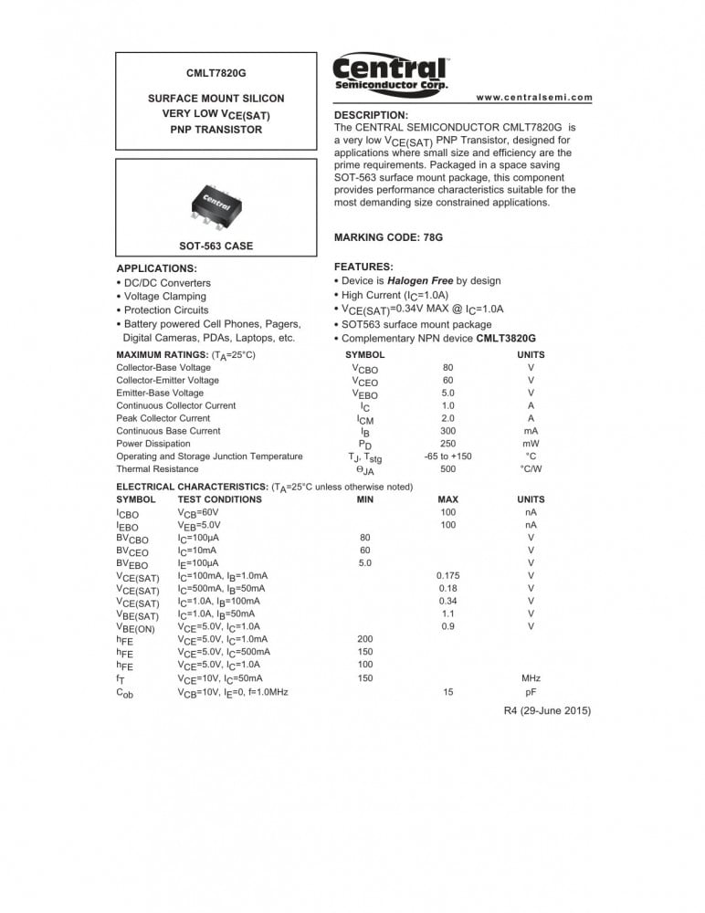CMLT7820G TR PBFREE datasheet page 1