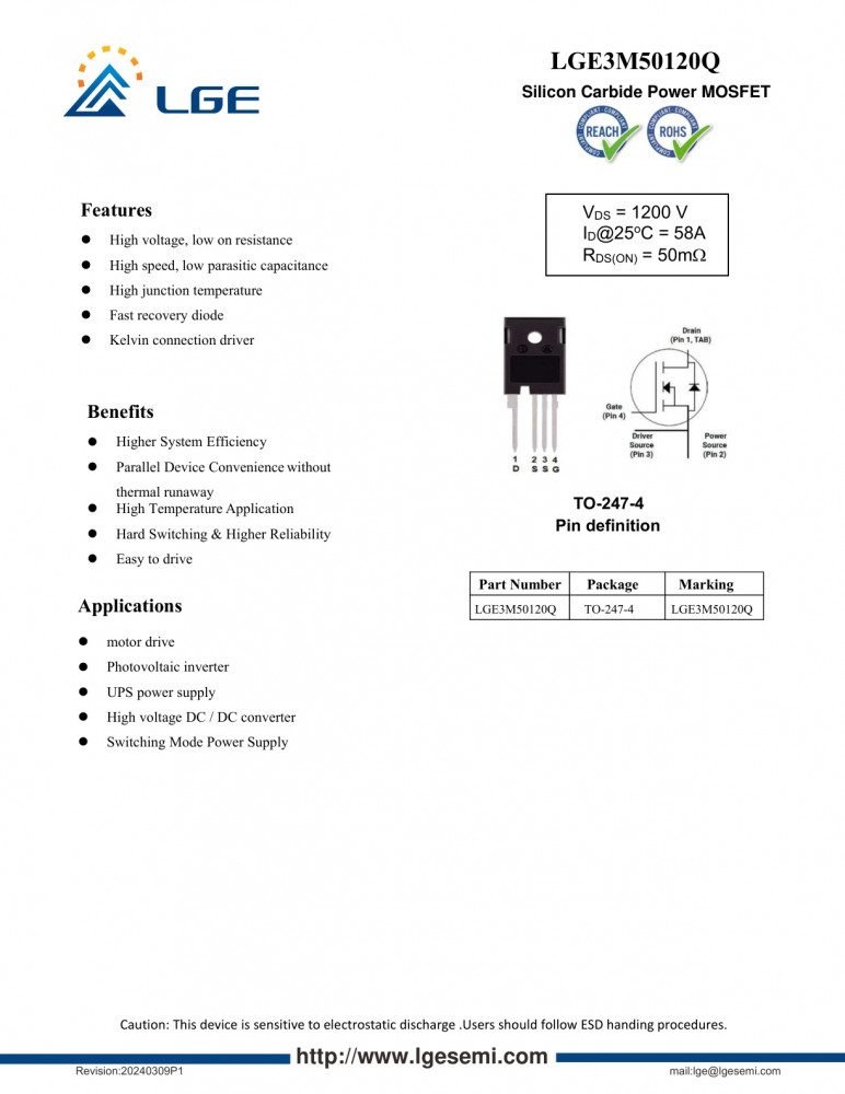 LGE3M50120Q datasheet page 1