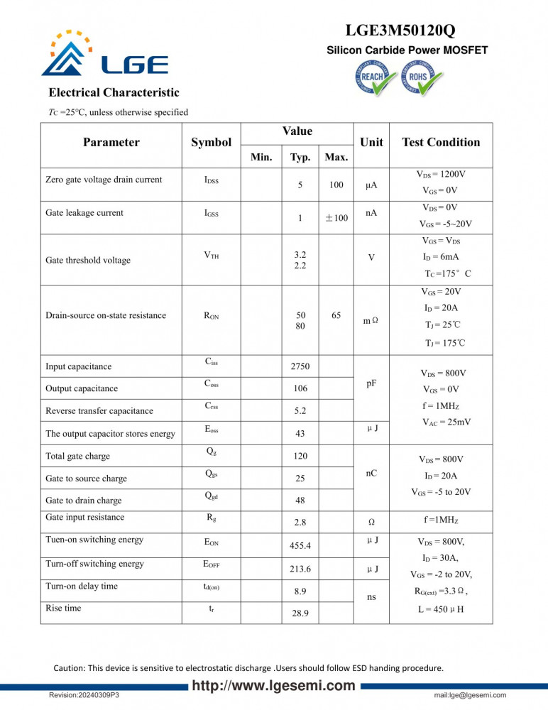 LGE3M50120Q datasheet page 3