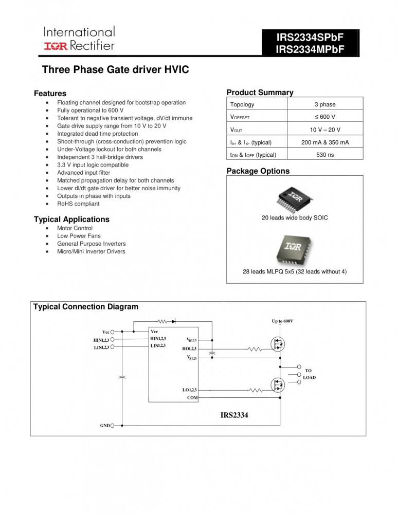 IRS2334 datasheet page 1