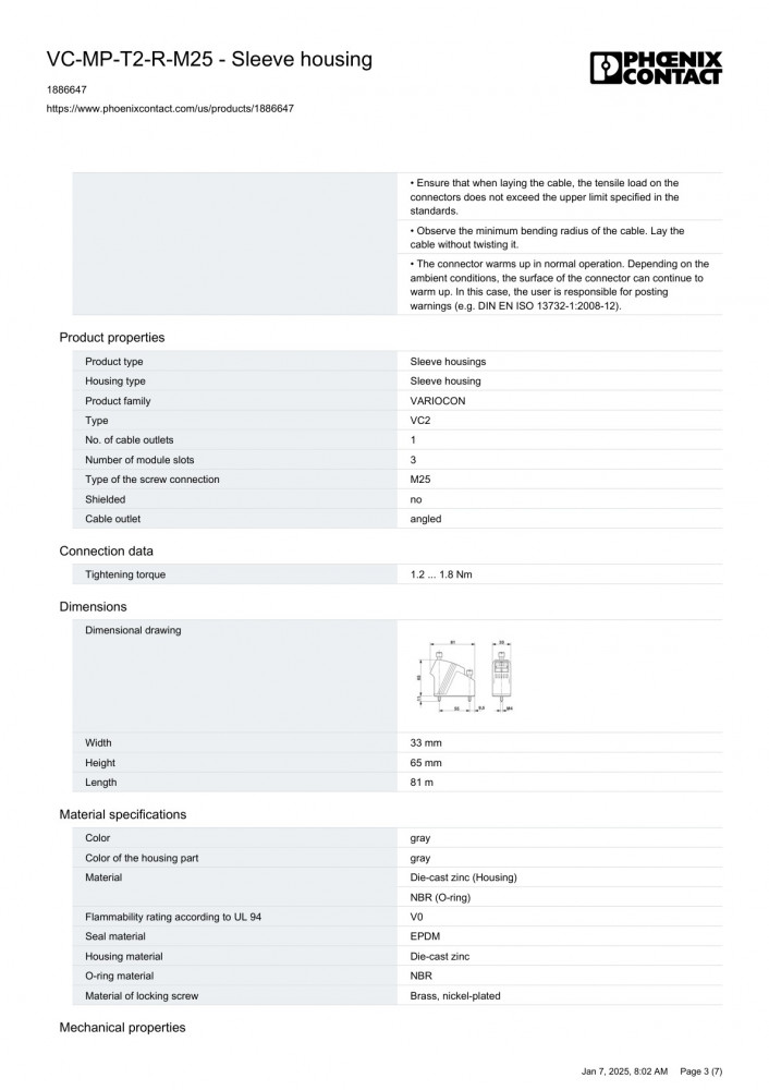Phoenix Contact 1886647 technical document page 3