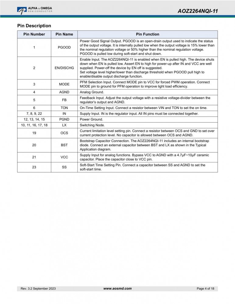 AOZ2264NQI-11 datasheet page 4