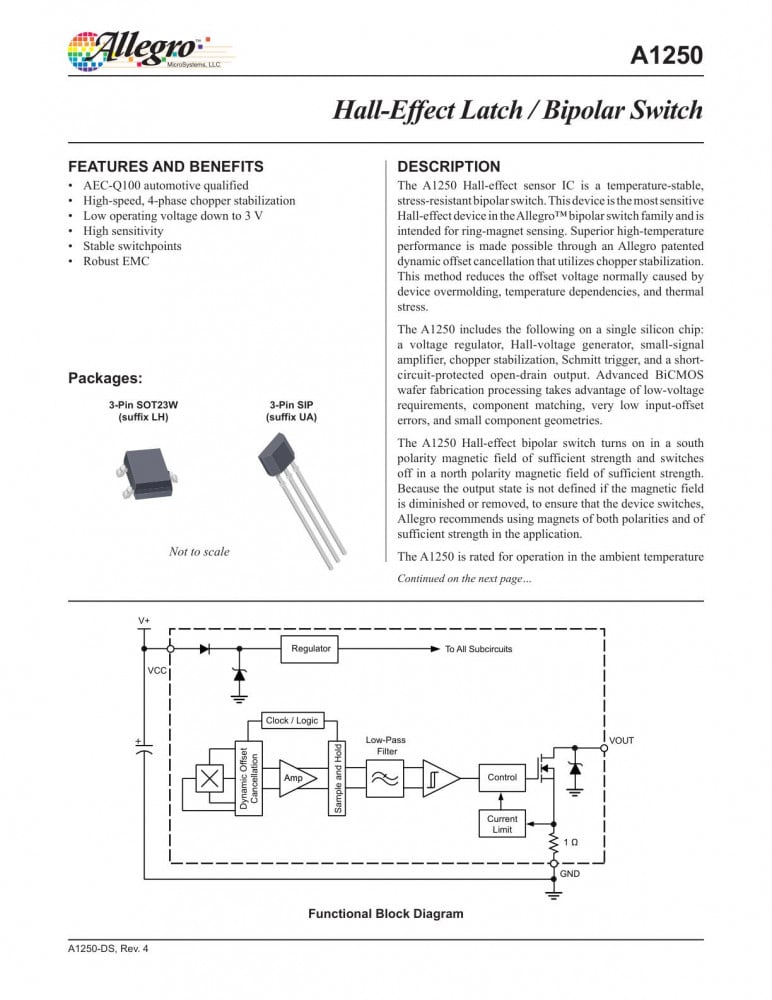 A1250 datasheet page 1