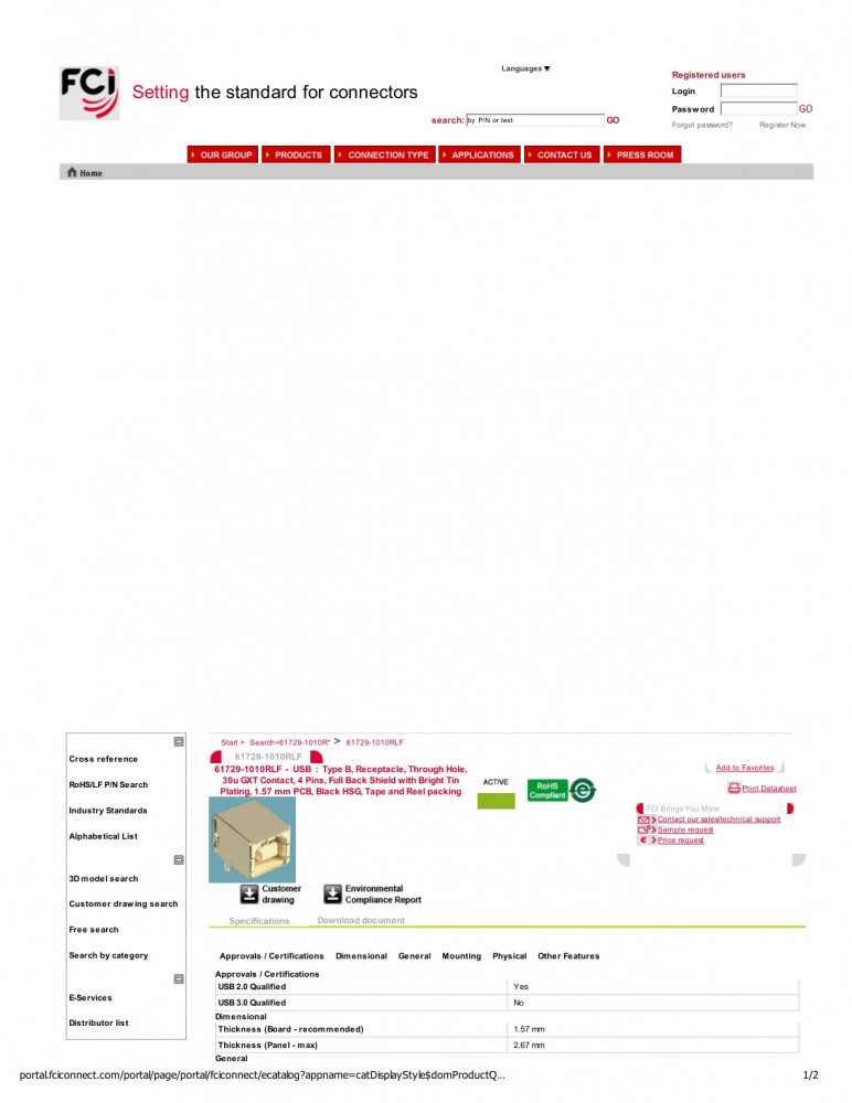 61729-1010RLF technical document page 1