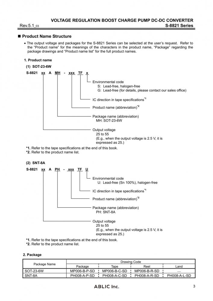 ABLIC S-8821 datasheet page 3