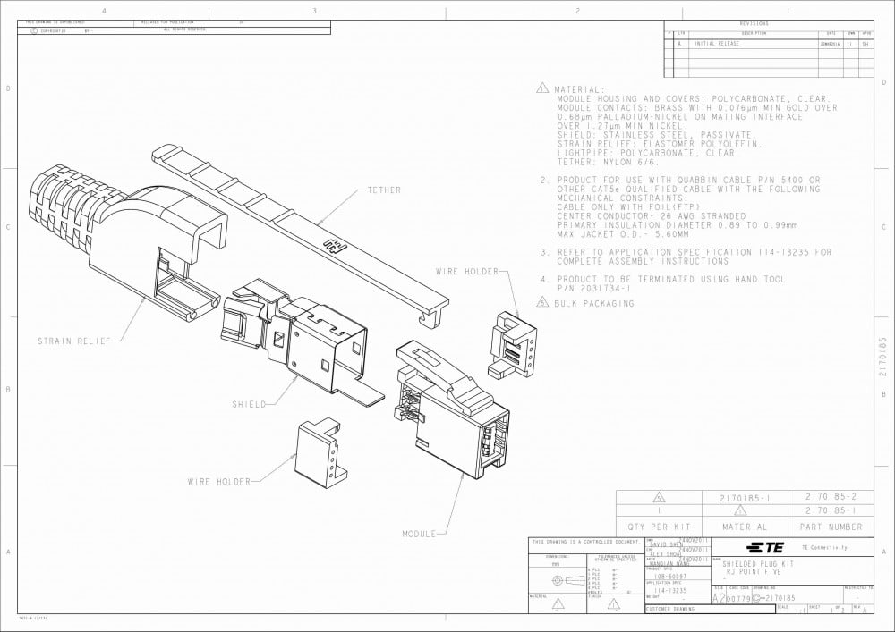 TE Connectivity 2170185-1 technical drawing page 1