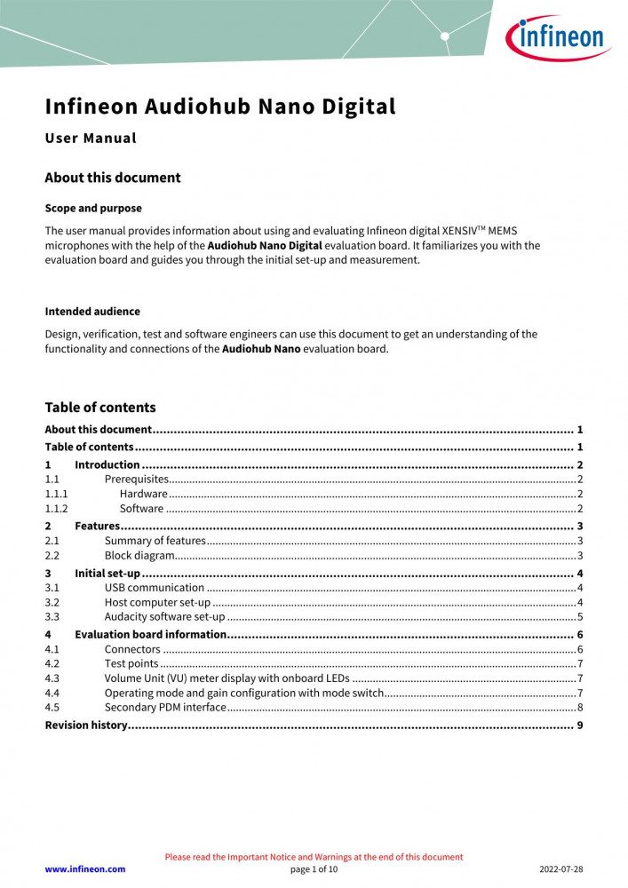AudioHub Nano Digital manual page 1