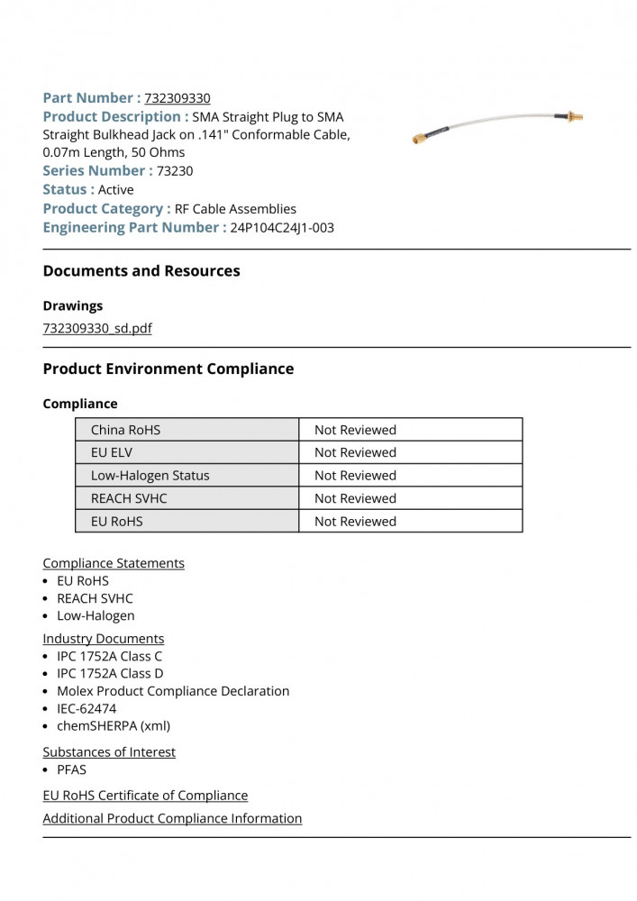 MOLEX 732309330 drawing page 1