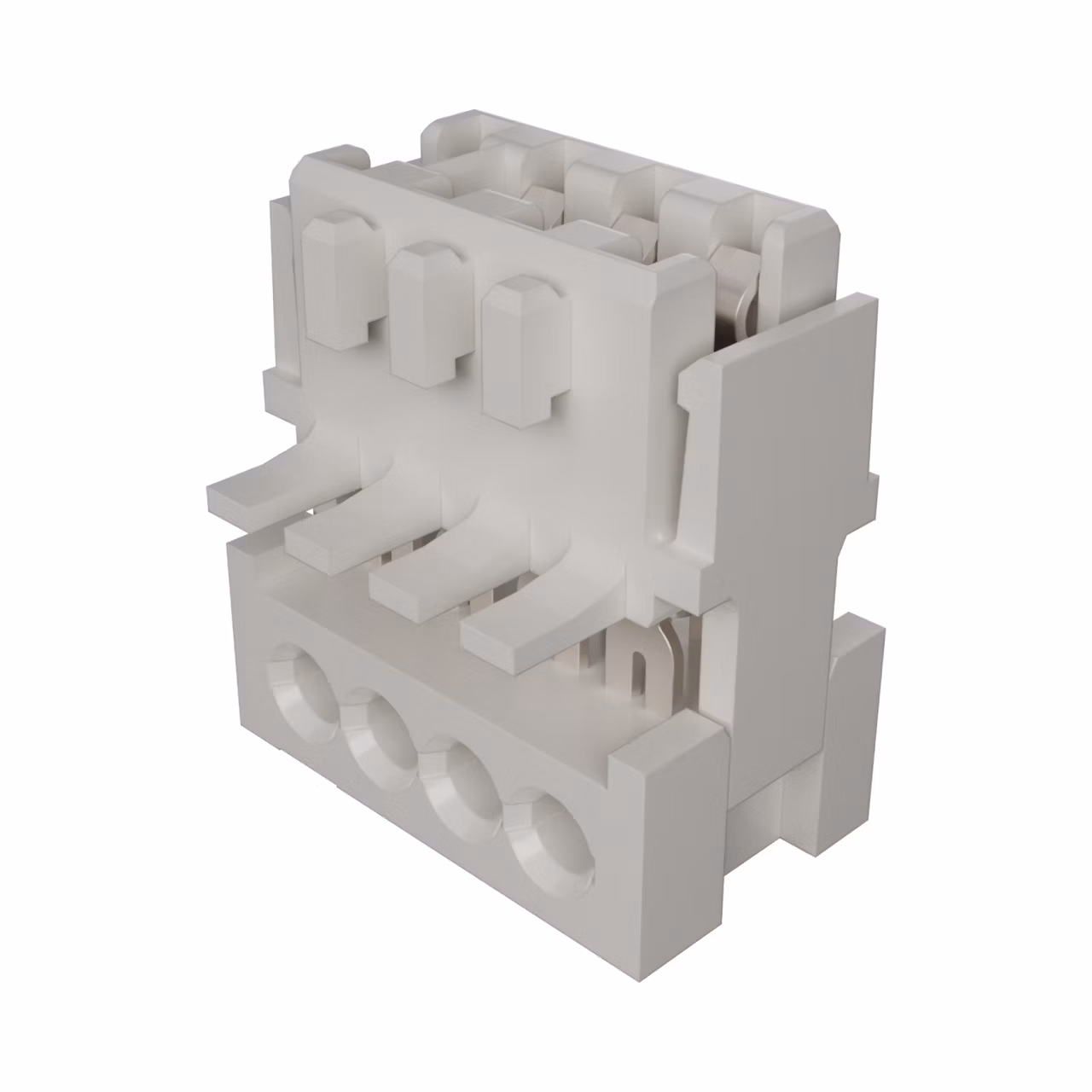 Appli-Mate RAST 2.5 IDT Housing, 2.50mm Pitch, with Side Latches, Female, 4 Circuits, Position Keys A & E Removed, Polarizing Rib Between 1/2 for sale