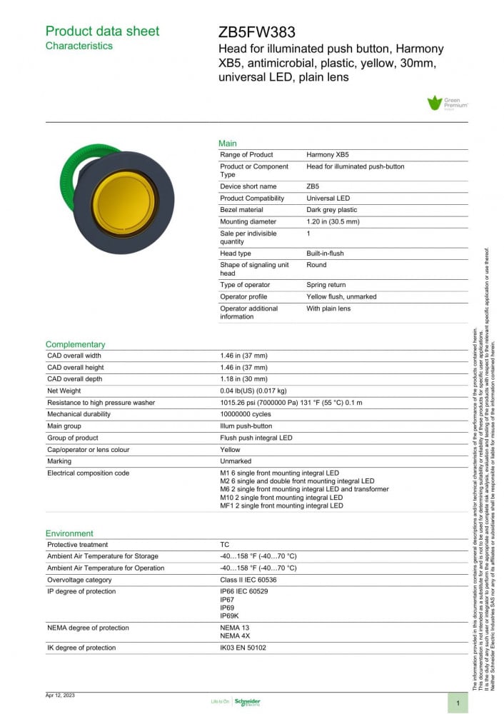 ZB5FW383 technical document page 1