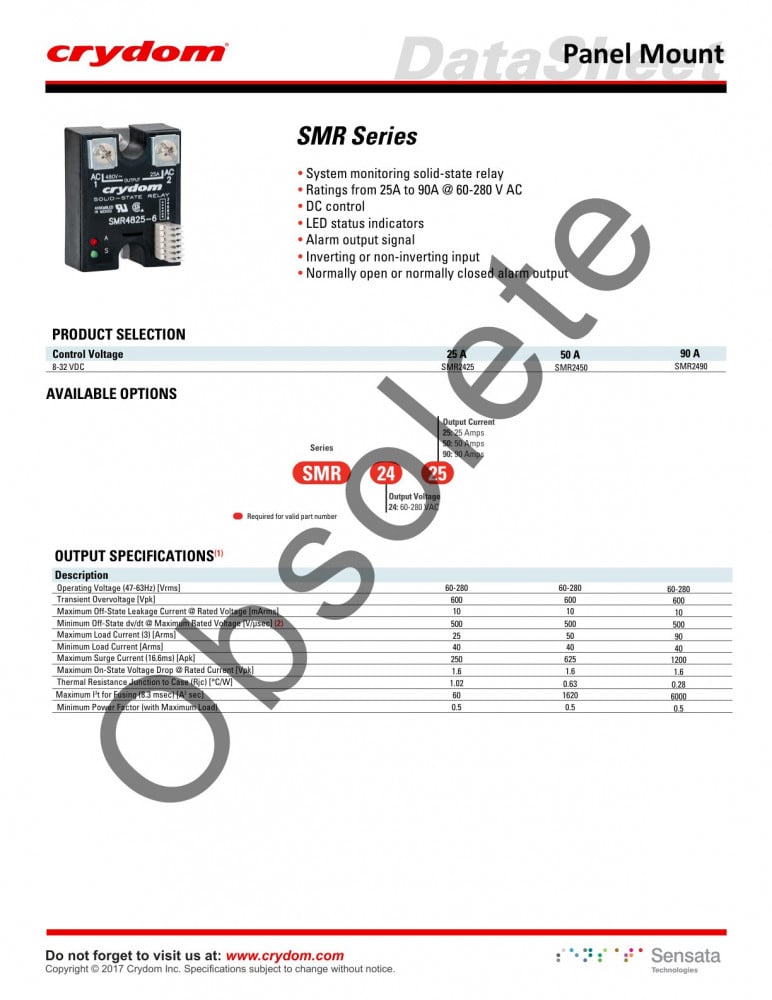 Sensata SMR2450 technical document page 1