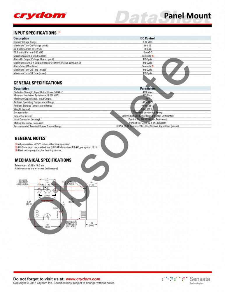Sensata SMR2450 technical document page 2
